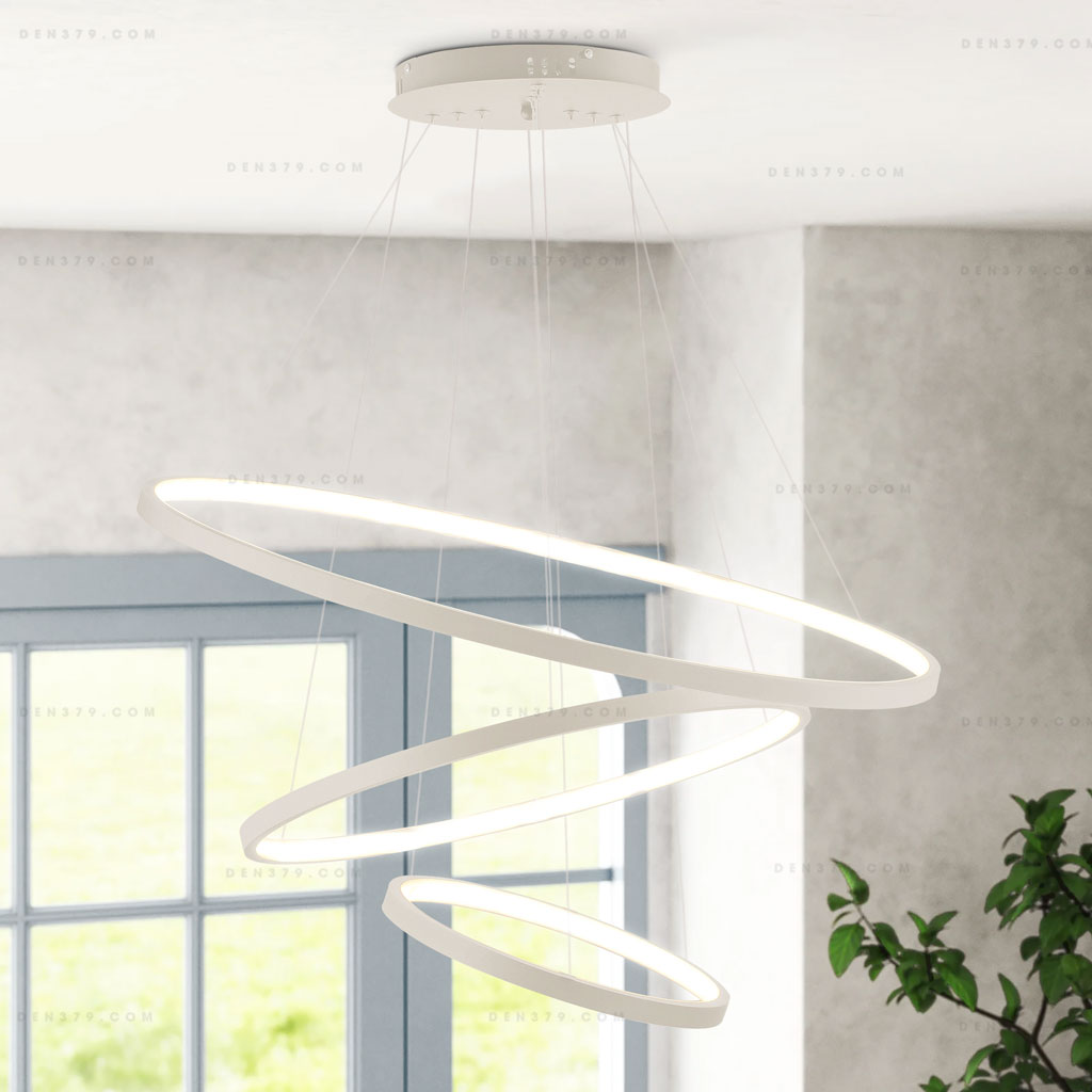 Đèn thả LED 3 vòng hiện đại màu trắng D816W - Đèn trang trí 379